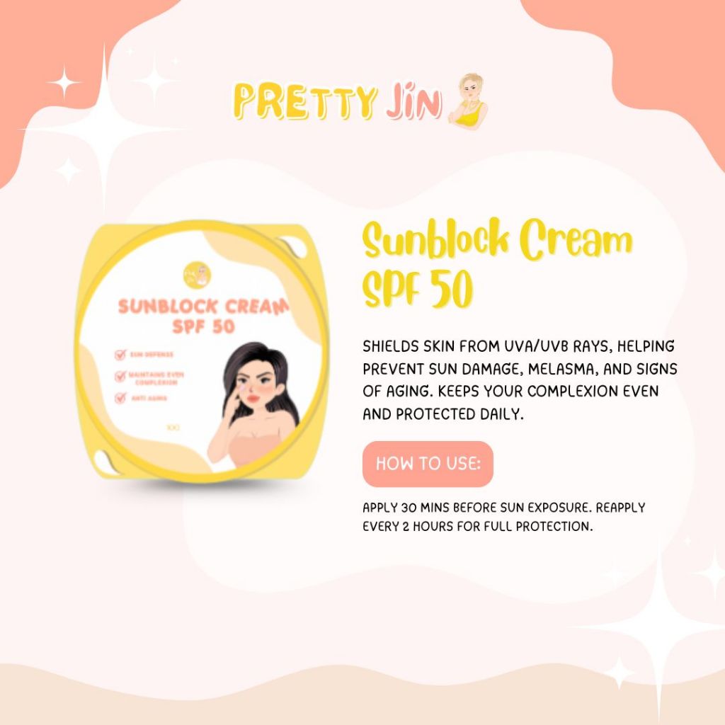 Pretty Jin Sunblock Cream SPF 50 All Skin Types | Shopee Philippines