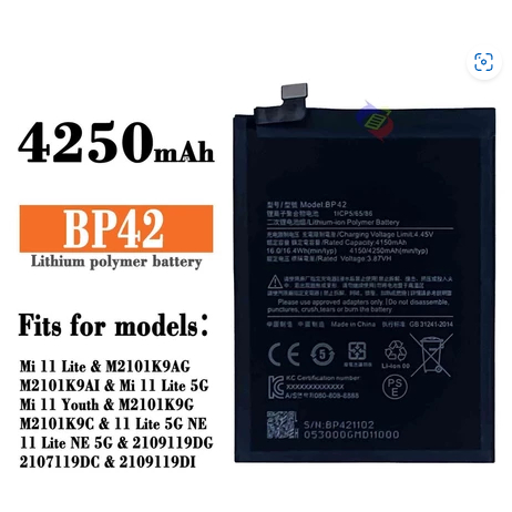 Xiaomi 11Lite 11Lite 5G 11 Youth 11Lite NE 5G Battery BP42 Battery ...