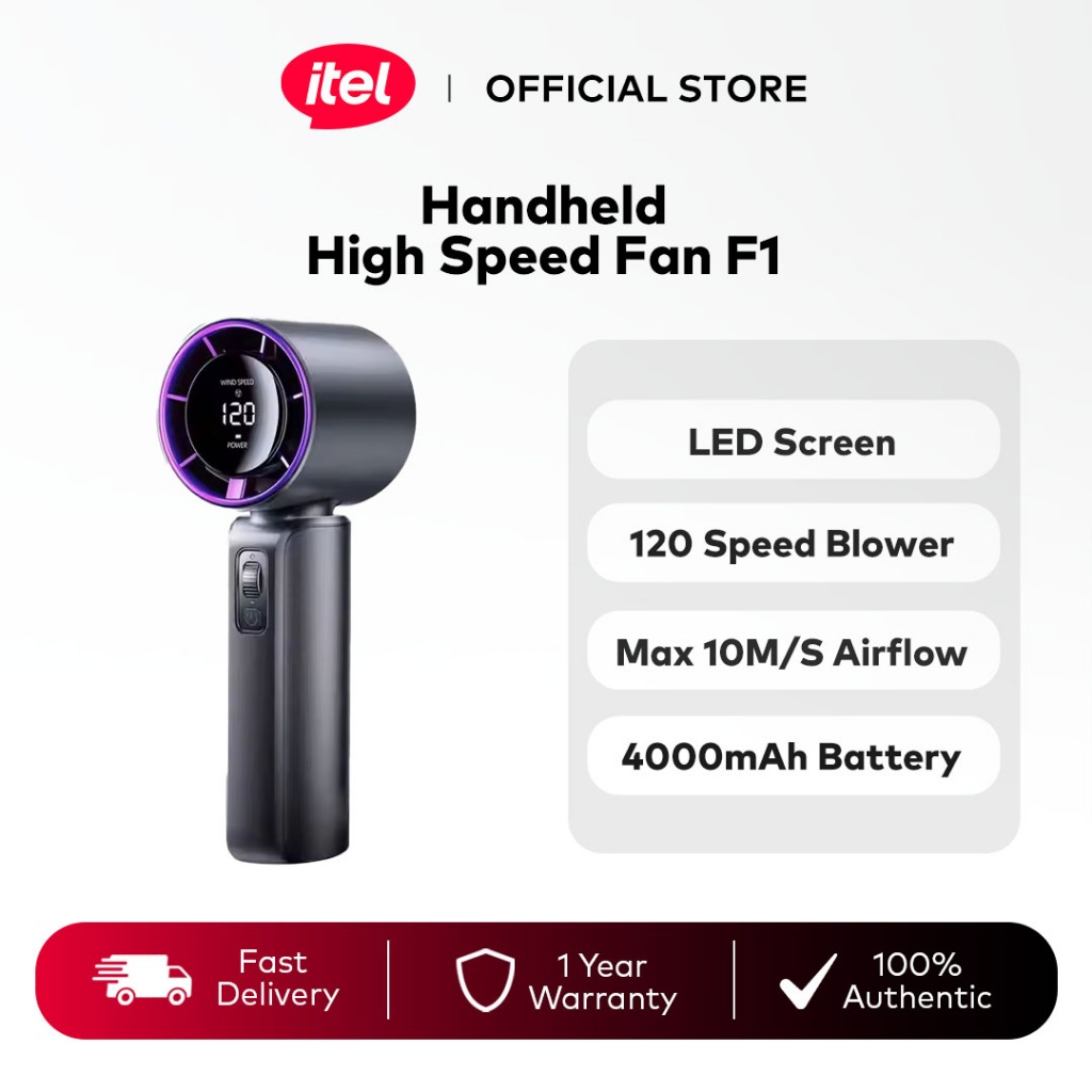 itel Handheld High-Speed Fan F1 | LED Screen | 120 Speed Blower | 10m/s ...