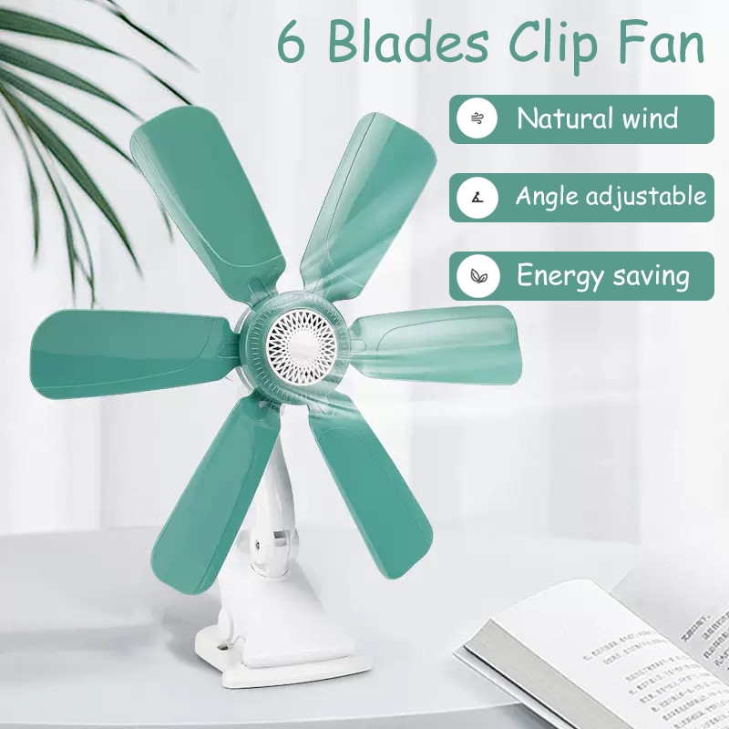 6 Blades Clip Fan Mute Strong Wind Clip Fan Electric Fan Office ...