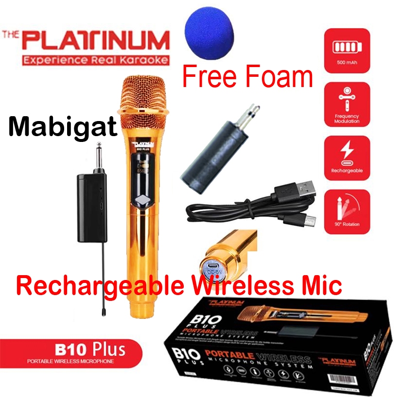 Platinum Mic Karaoke B10 Plus Portable Wireless Microphone Rechargeable ...