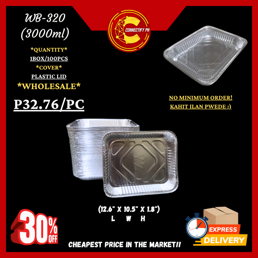 [50PCS] "3000ML" WB-320 ALUMINUM TRAY WITH LID | Shopee Philippines