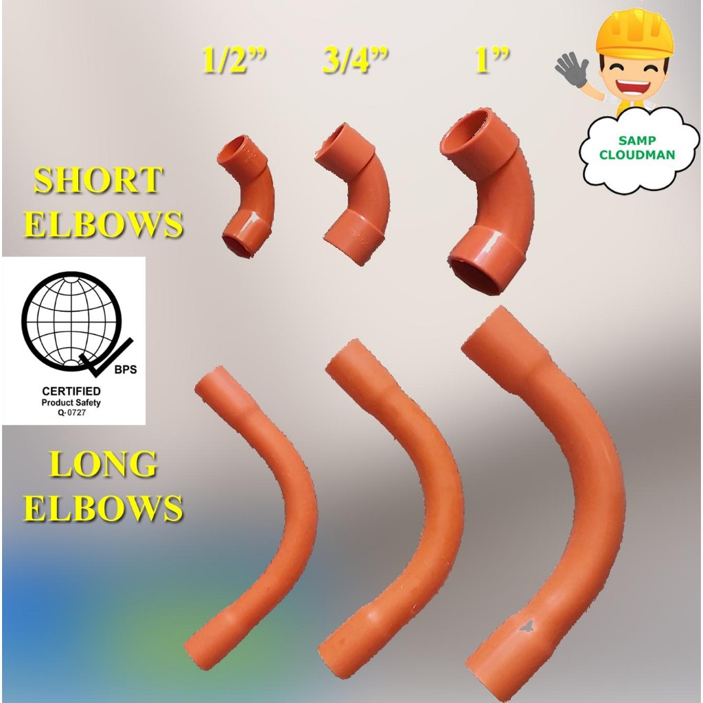 Poly PVC Conduit Long or Short Elbow 1/2 3/4 1 inches Electrical Pipe ...