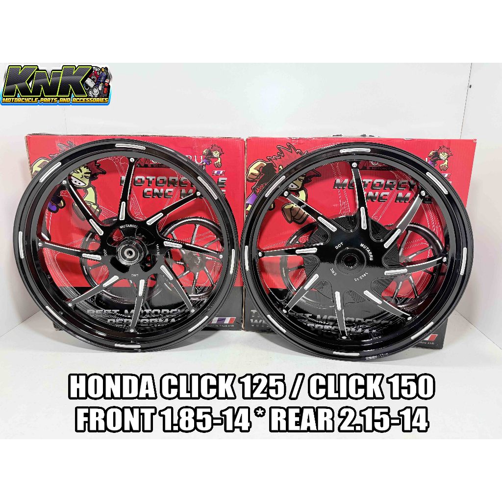 MUTARRU CNC MAGS MC8 14s 8 SPOKES FOR HONDA CLICK 125 / CLICK 150 100% ...