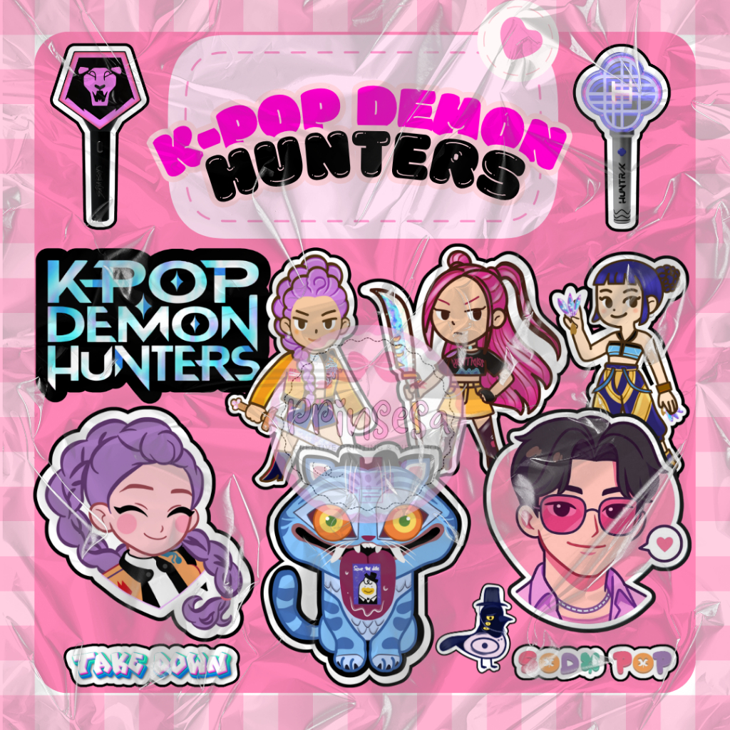 K-POP DEMON HUNTERS STICKERS RUMI, MIRA, ZOEY, JINU, DERPY, Huntrix ...