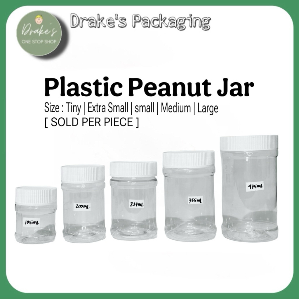 Plastic Peanut Jar White cap Sold per Piece By Drakes Packaging ...