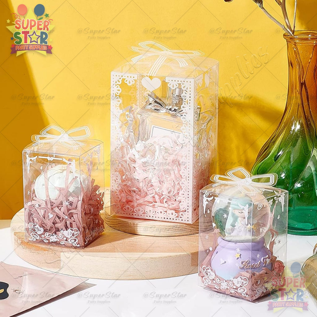 10pcs Transparent Gift Box with Bowknot Acetate Clear Box Wedding ...
