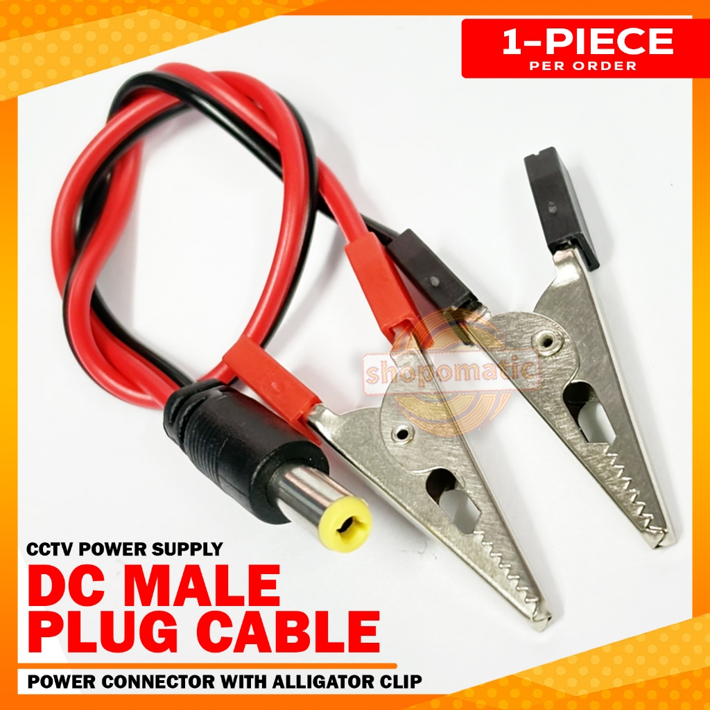 DC Male Plug Power Cable Connector With Alligator Clips | Shopee ...
