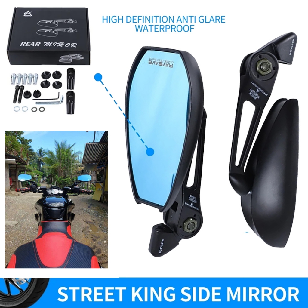 Street King Side Mirror Heavy Duty Anti-Glare Lens 360 Degree ...