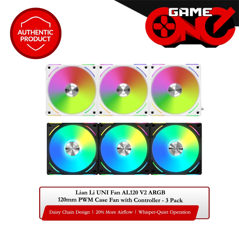 Lian Li UNI Fan AL120 V2 ARGB 120mm PWM Case Fan with Controller - 3 ...