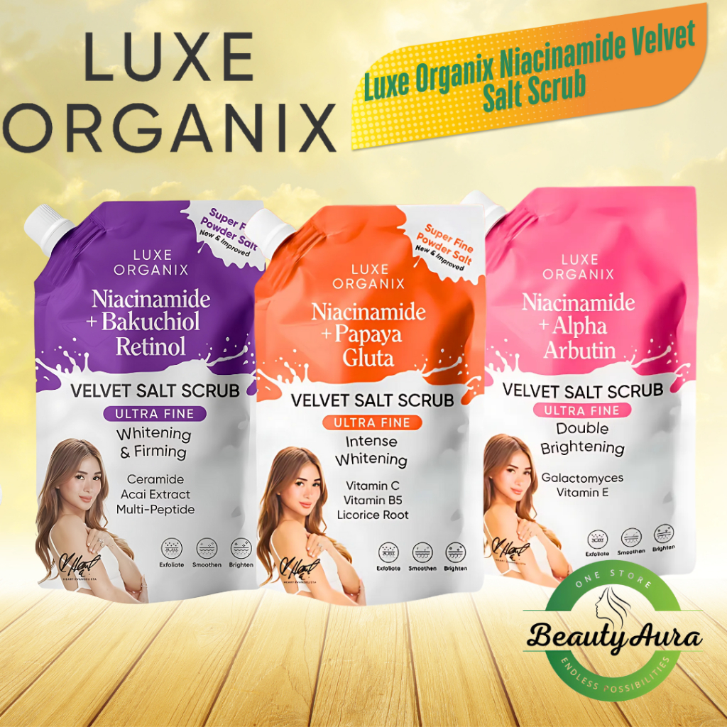 {BUNDLE DEAL} LUXE ORGANIX Velvet Salt Scrub Niacinamide Intense ...