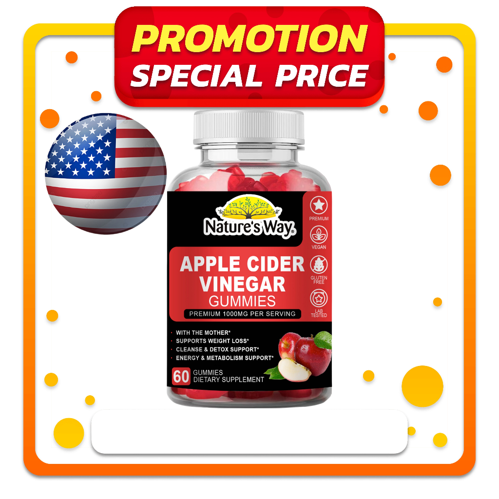 Nature's Way ACV Gummies with Mother - 1000MG Potency, Gut Detox, Apple ...