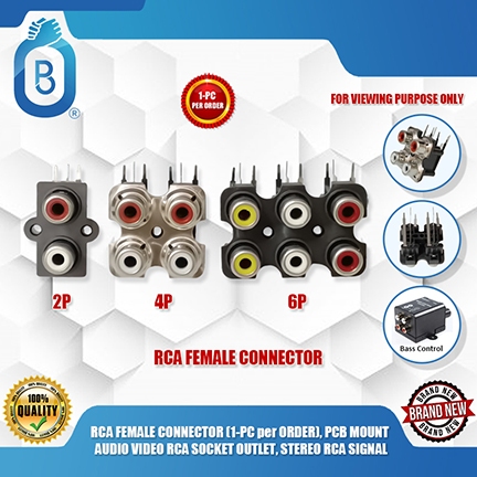 RCA FEMALE CONNECTOR (1-PC per ORDER), PCB MOUNT AUDIO VIDEO RCA SOCKET ...