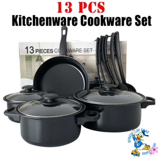 13Pcs Kitchenware Cookware Set Non-Stick Wok Soup Pot Fry Pan Saucepan ...