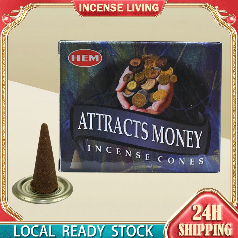 HEM Attracts Money Incense Cones (10Pcs Per Box / with Holder) Original ...