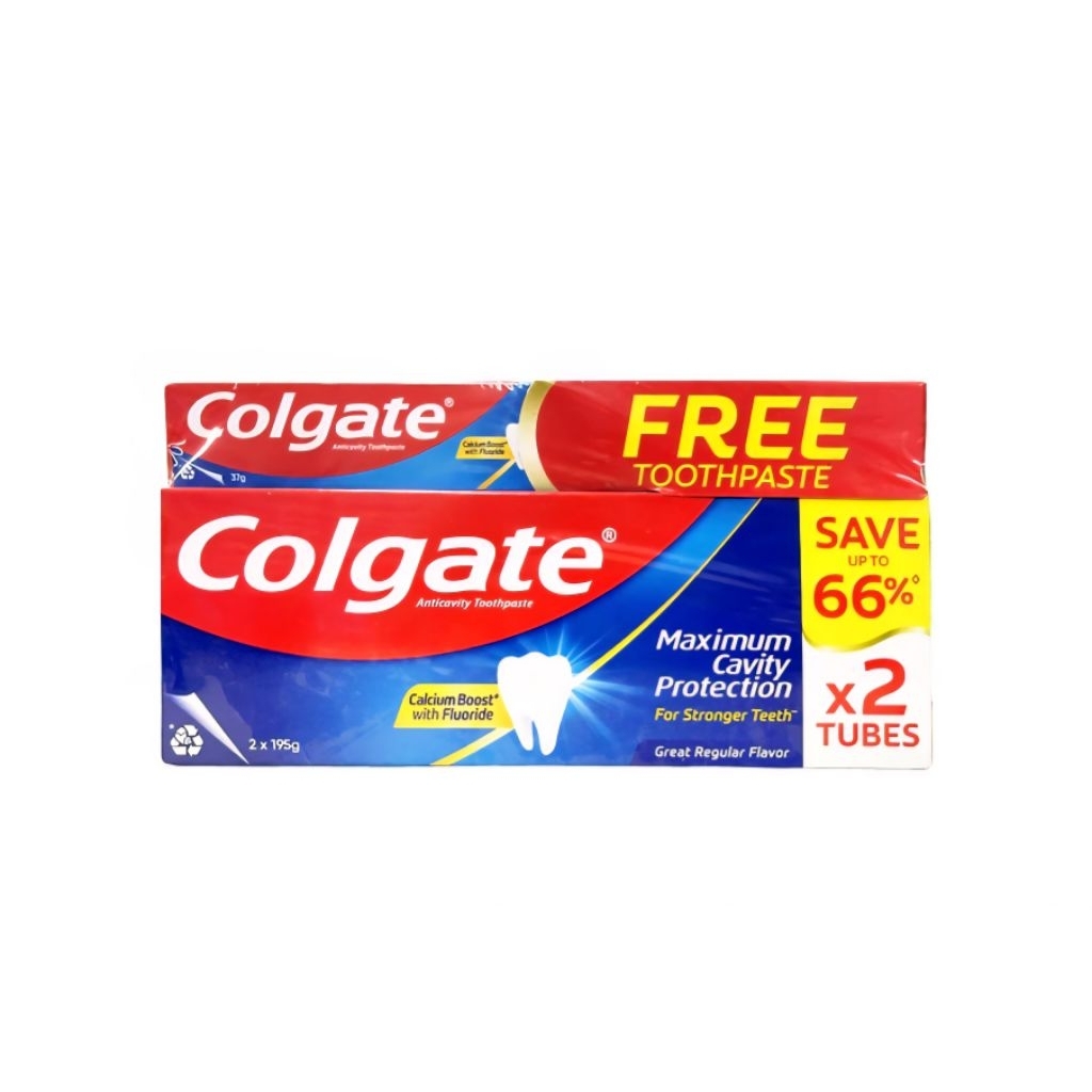 Colgate Maximum Cavity Protection Toothpaste 2x195g + Free 37g Calcium ...