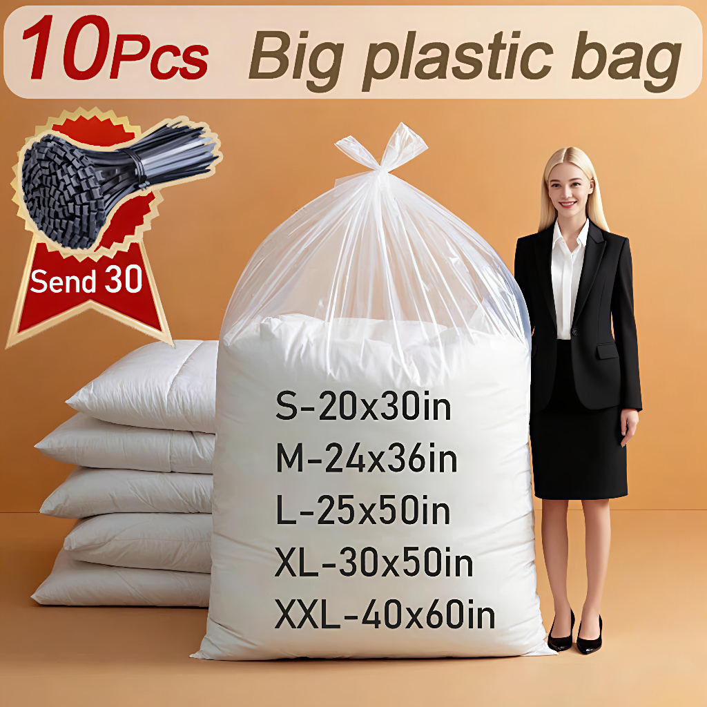 10Pcs PE Plastic bag big size Thickened Plastic bag transparent for ...