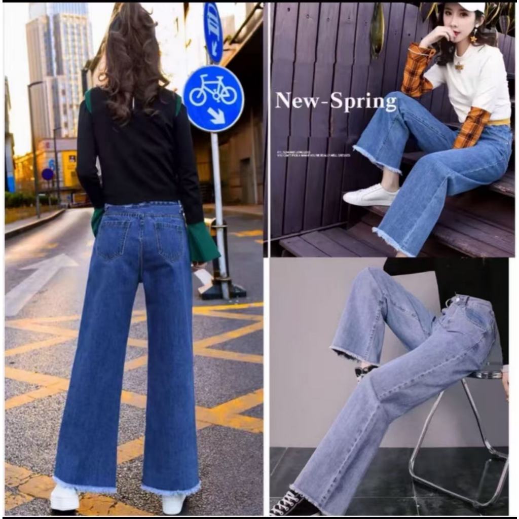 New fashion high waist loose-fit korean style denim maong good quality ...