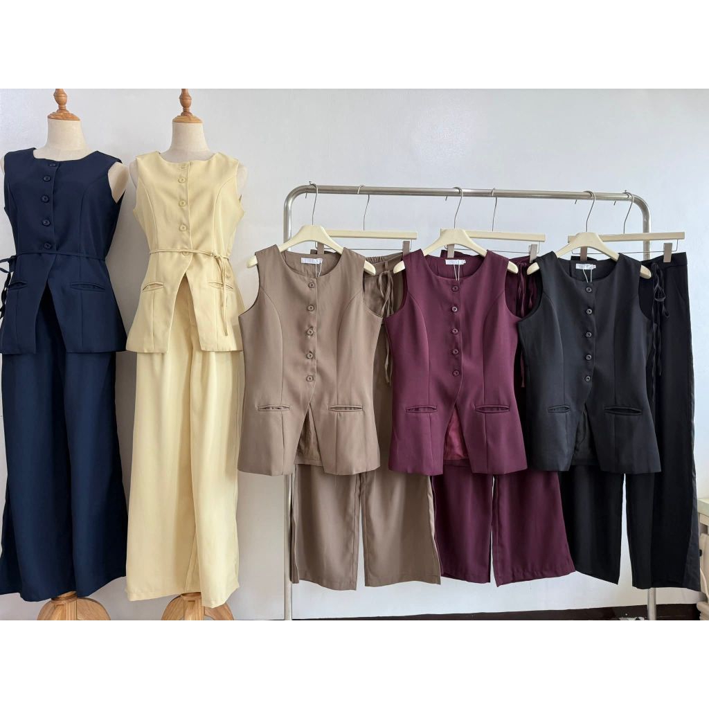 #3089 New Coords Set Long Vest and Pants | Shopee Philippines