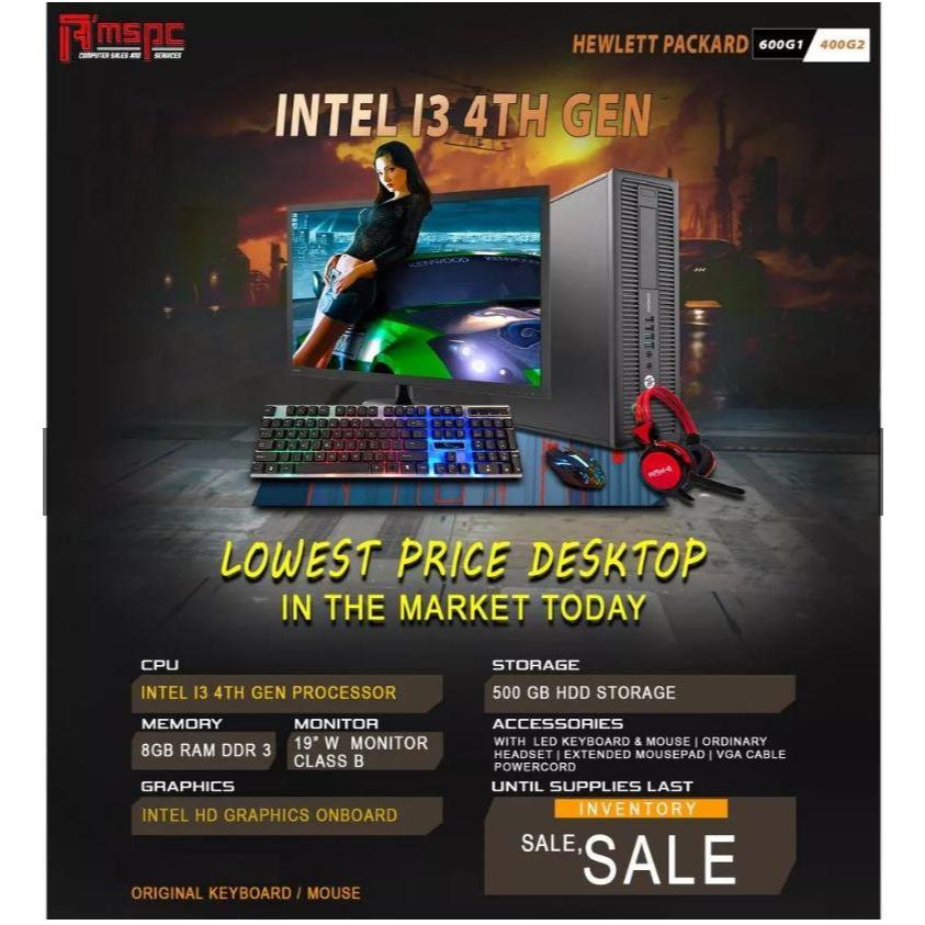 Desktop I3 4TH GEN 500GB HDD 8GB RAM WITH MONITOR CLASS B with ...