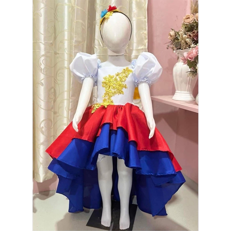 Buwan ng Wika United Nation Philippine Flag Design Modern Filipiniana Gown with Headdress for ...