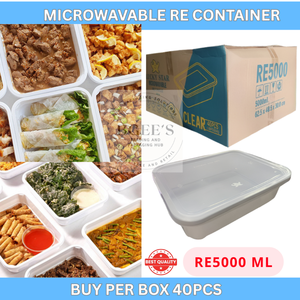 BUY per box RE5000 Microwavable Container White Party Tray | Shopee ...