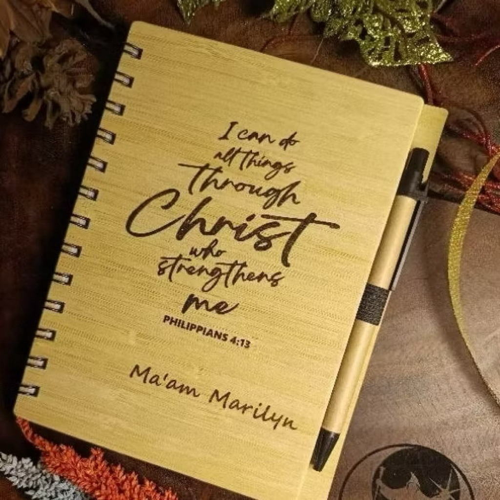 Personalized Engraved Bamboo Notebook with Pen – Eco-Friendly Gift ...