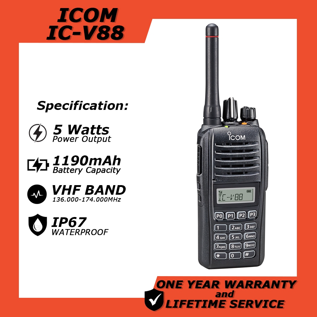 ICOM V88 VHF IP67 Waterproof ORIGINAL JAPAN | Shopee Philippines