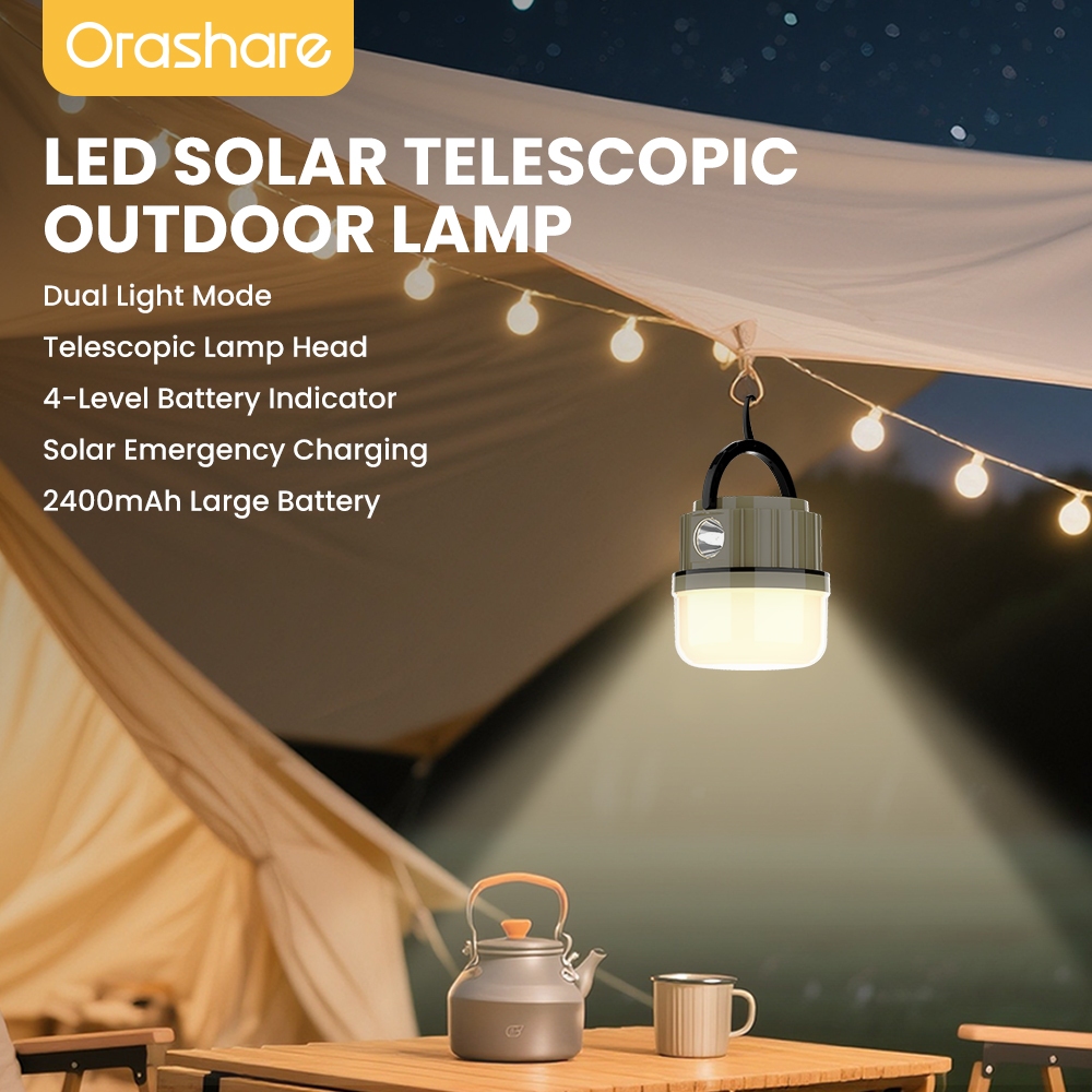 Orashare OL15 Solar Camping Light 2400mAh Rechargeable LED IPX5 Waterproof Portable Emergency ...