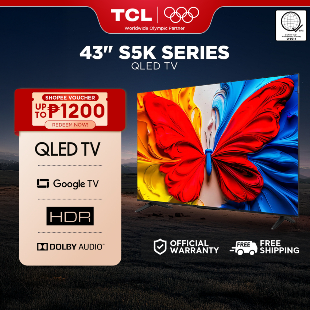 TCL QLED TV 43S5K - 43 Inch Google TV - Full HD, HDR10, Dolby Audio, Slim Design | Shopee ...