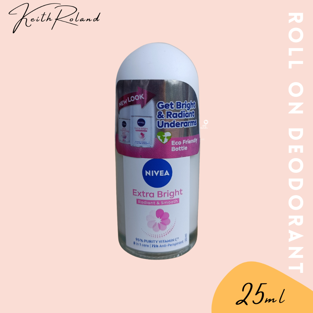 Nivea Extra Bright Radiant and Smooth Roll on Antiperspirant Deodorant for Women 25mL | Shopee ...