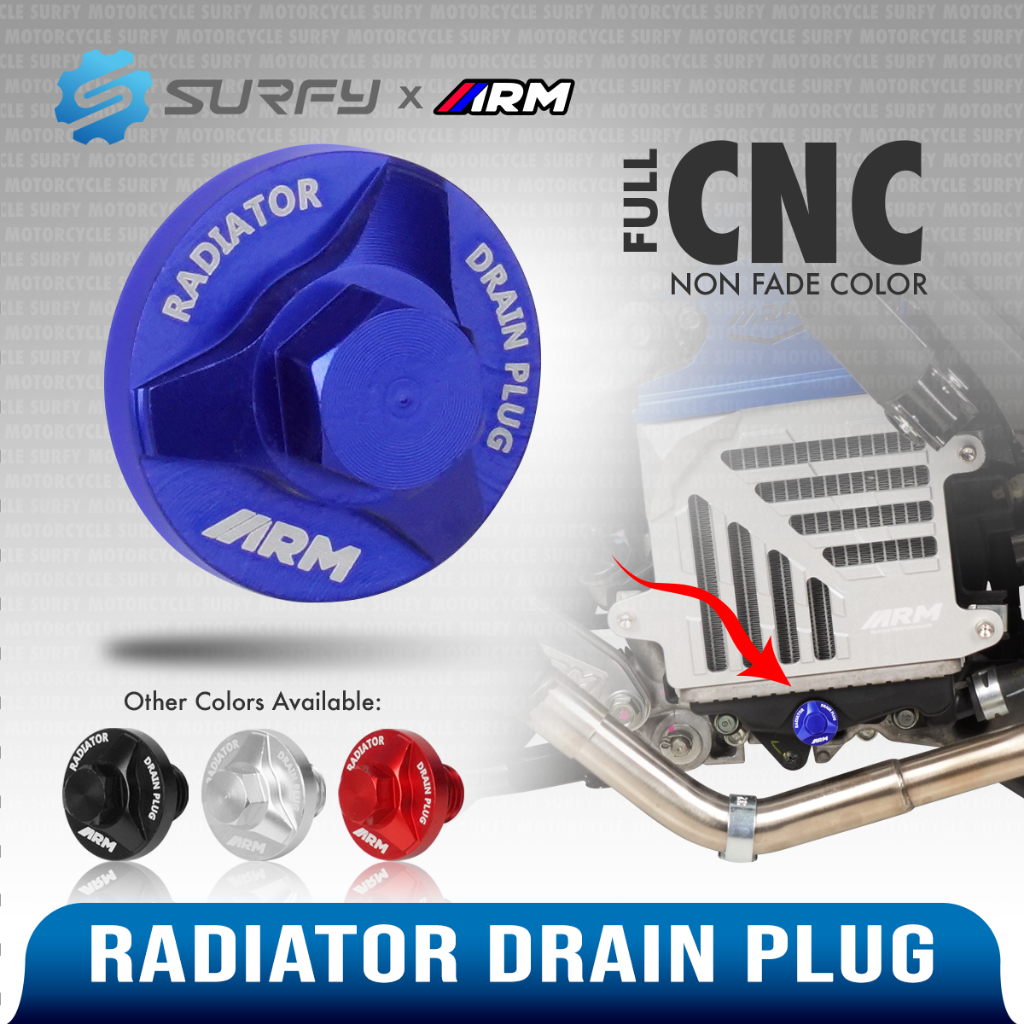 Arm CNC Radiator Drain Plug Cover M10x1.25 Bolt For Honda Click 125i ...