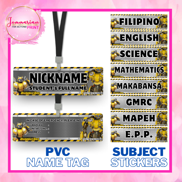NAME TAG & SUBJECT STICKERS (bumblebee design) | Shopee Philippines