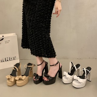 ONEW 13cm sandals with bowknot thick heels suitable for beauty pageants ...