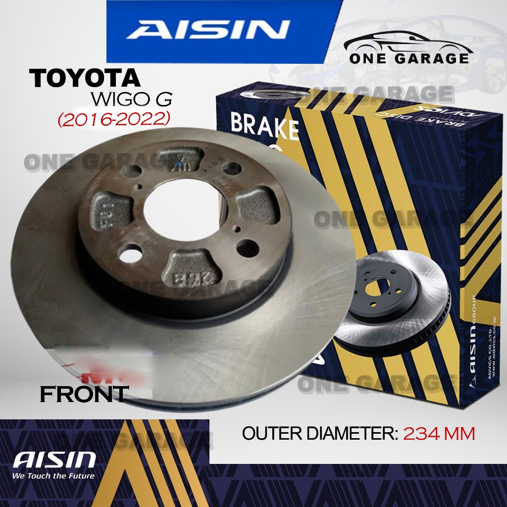AISIN Brake Disc Rotor FRONT For TOYOTA WIGO G (2016-2022) 234mm ...