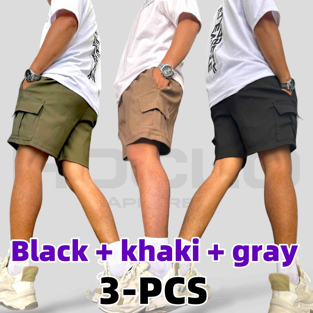 【3PCS】-Premium Cargo Short | Makapal Tela | Maong Type Cargo Woven ...