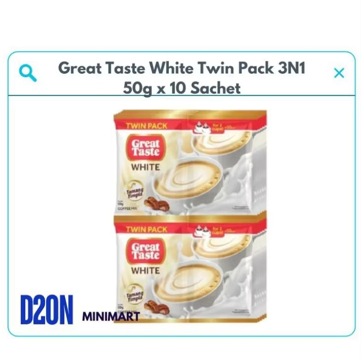 Great Taste White - 3 in 1 Coffee Twin Pack (50gx10 Sachets) | Shopee ...
