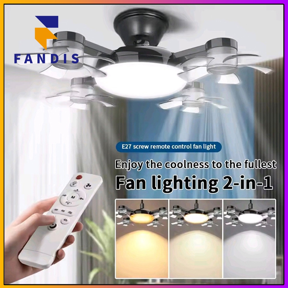 Fandis 2-in-1 Drone Foldable Ceiling Fan Light E27 50W60W with Remote ...