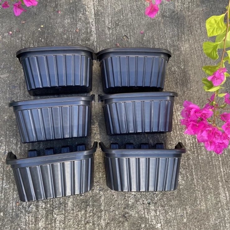 GMINI 6/12Pcs (8"x4.5"x4") 4clips Hanging pot/Plastic Plants Nursery ...