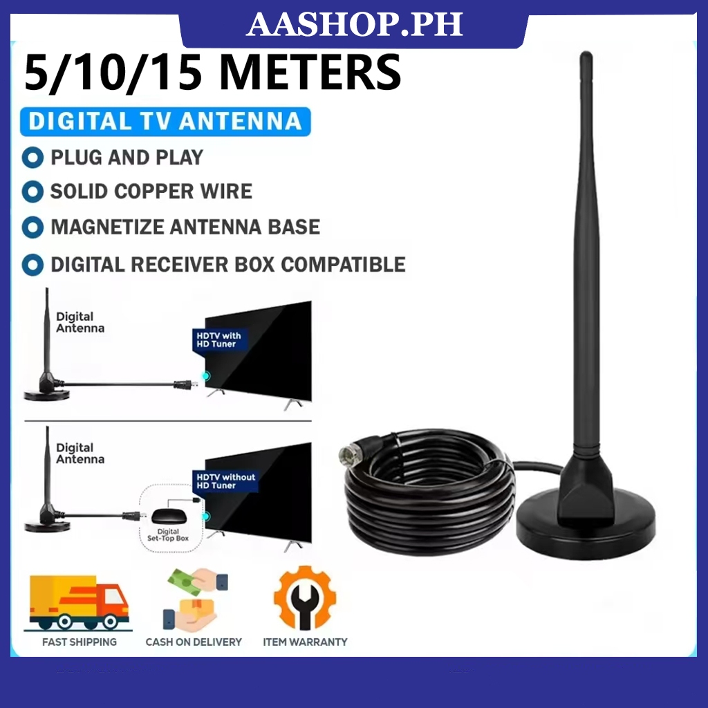5M/10M/15M Digital TV Antenna for Smart TV GMA Affordabox TV Plus Easy ...