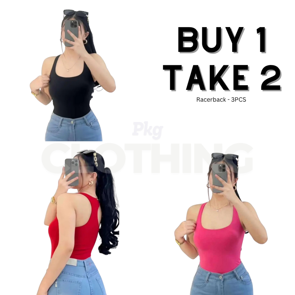 Buy 1 Take 2 Kate Racerback Scoop Sando Top Double Lining front and ...