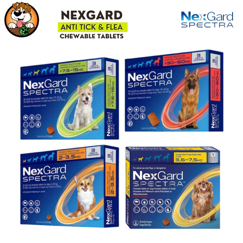 Nexgard Spectra Anti Tick & Flea withSticker for DoGs Chewable Meds 1 ...
