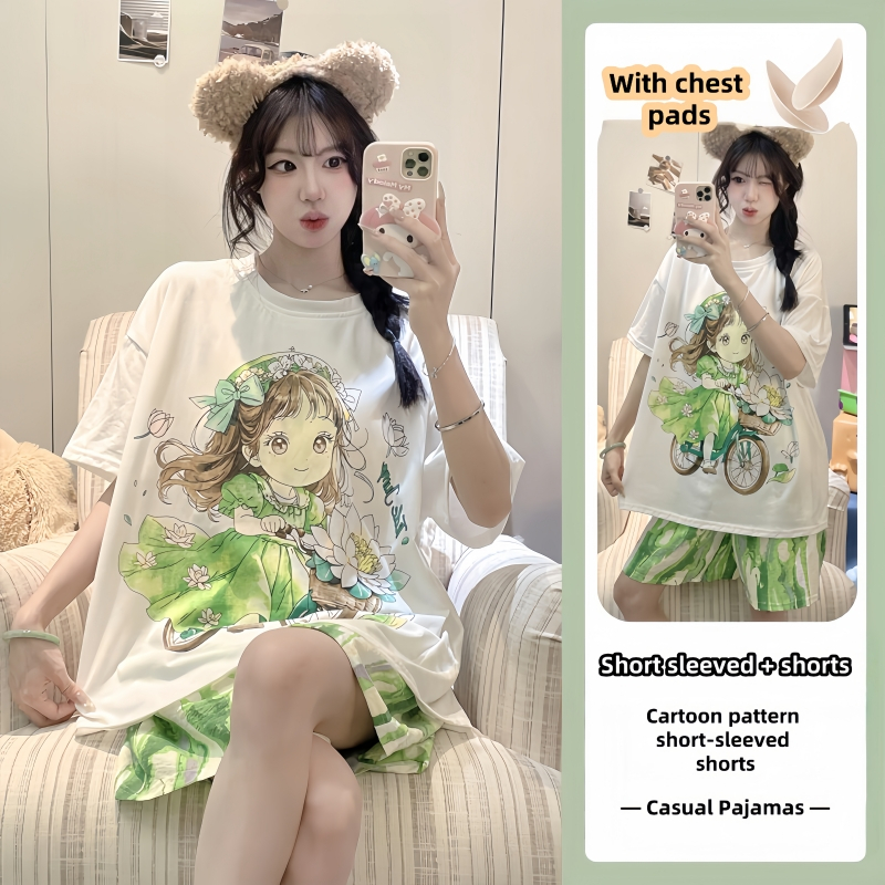 Summer cute printed pajamas Pajama With Padding Set Padded Pajamas ...