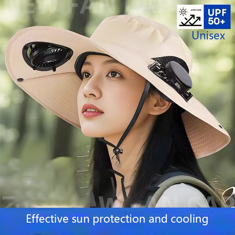 Solar Fan Hat Sun Hat Men's Summer Outdoor Fishing Sun Protection Mountaineering Anti ...
