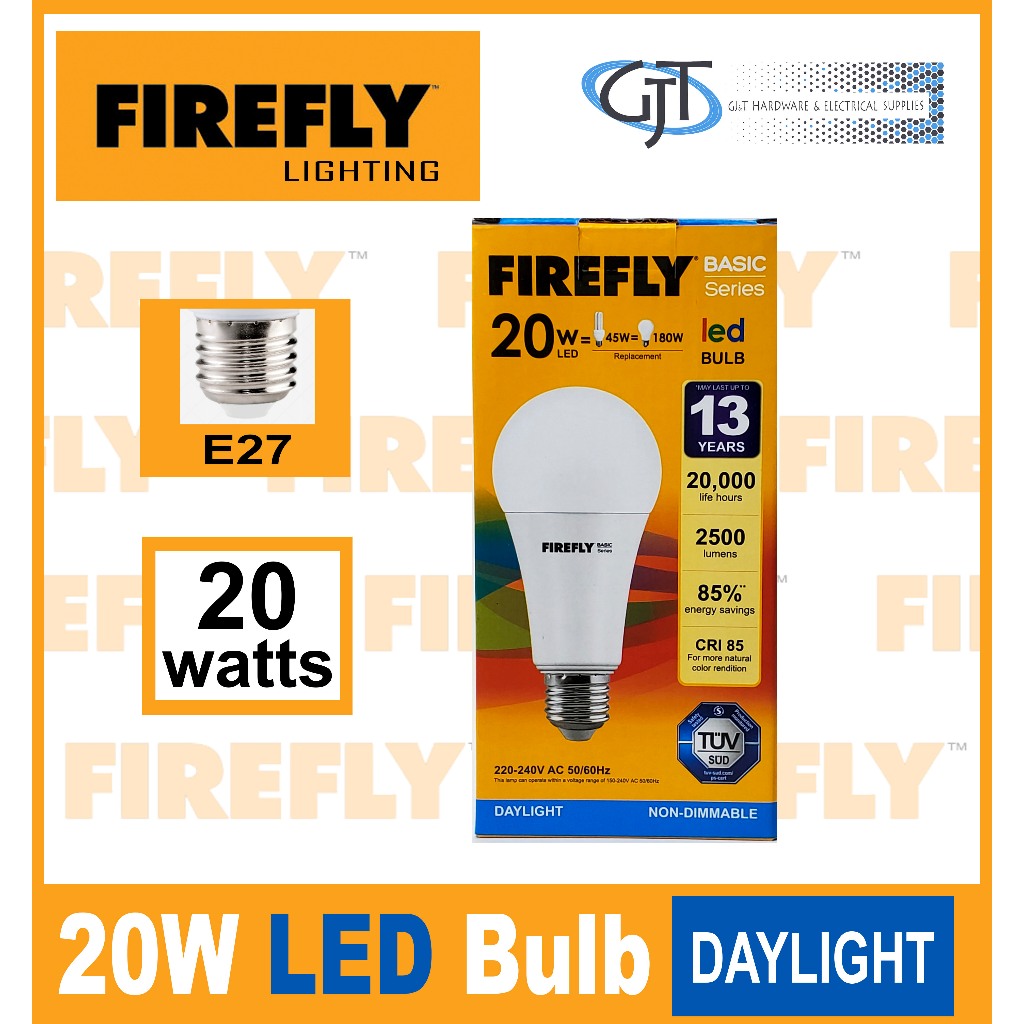 FIREFLY Basic Series LED A- Bulb 20W (DAYLIGHT/WHITE/6500K) | Shopee ...