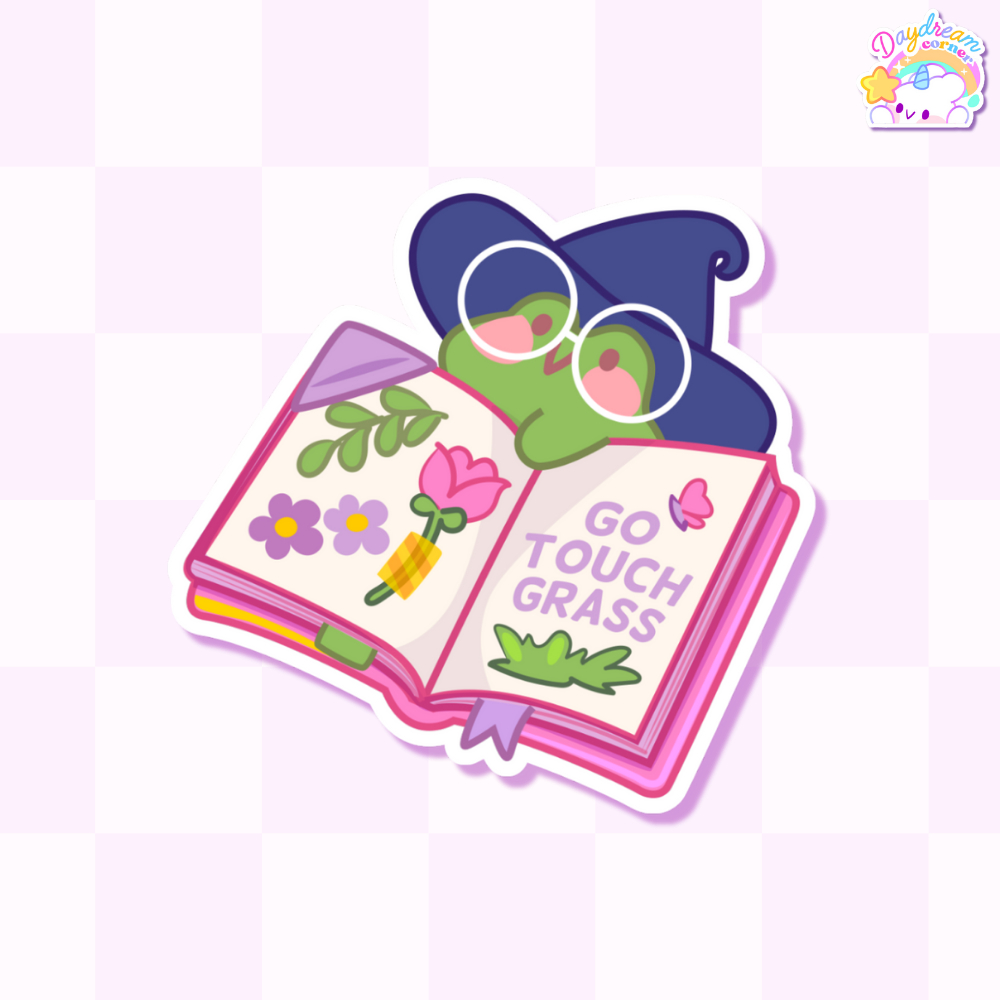 Go Touch Grass Frog Die Cut Sticker For Laptop Tumblers Planners ...