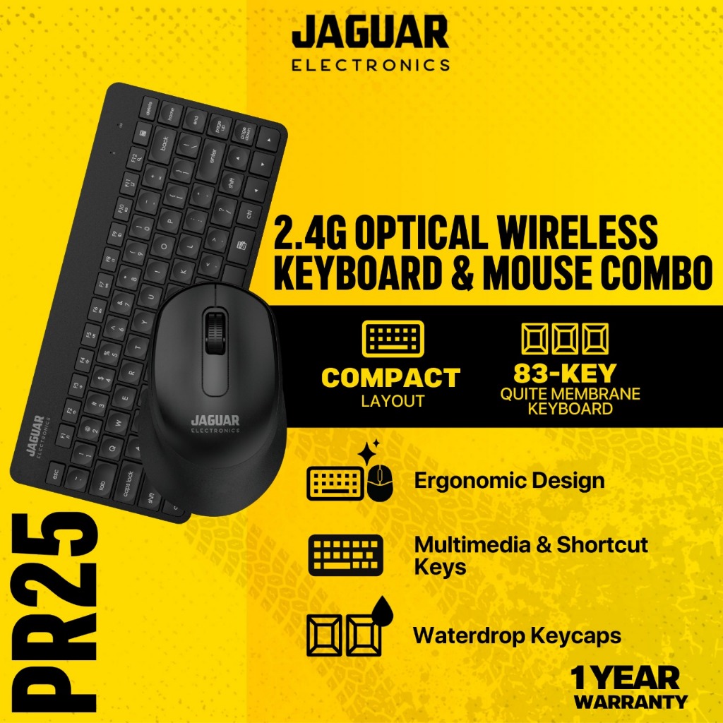 Jaguar Electronics PR25 2.4G Optical Wireless Keyboard and Mouse Combo ...