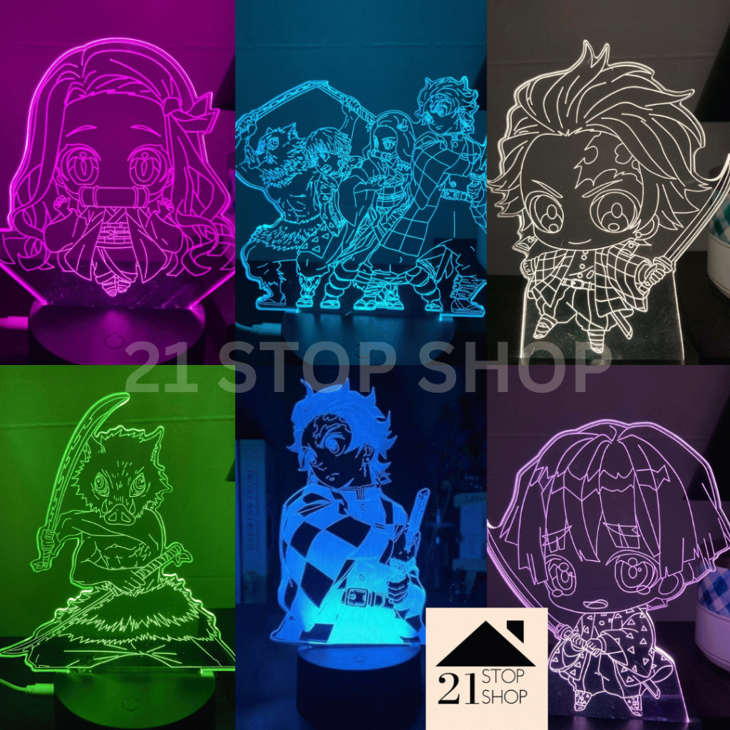 21SHOP Demon Slayer LED Acrylic Lamp Tanjiro Nezuko Hashibira Zenitsu ...