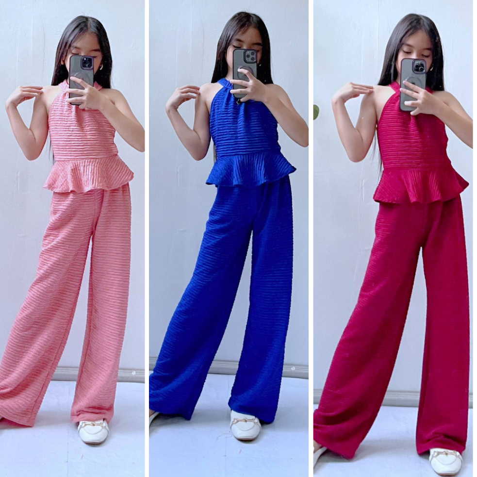 Molly Plain Halter Top & Pants Set for Girls – Ages 8–12 Years |Terno ...