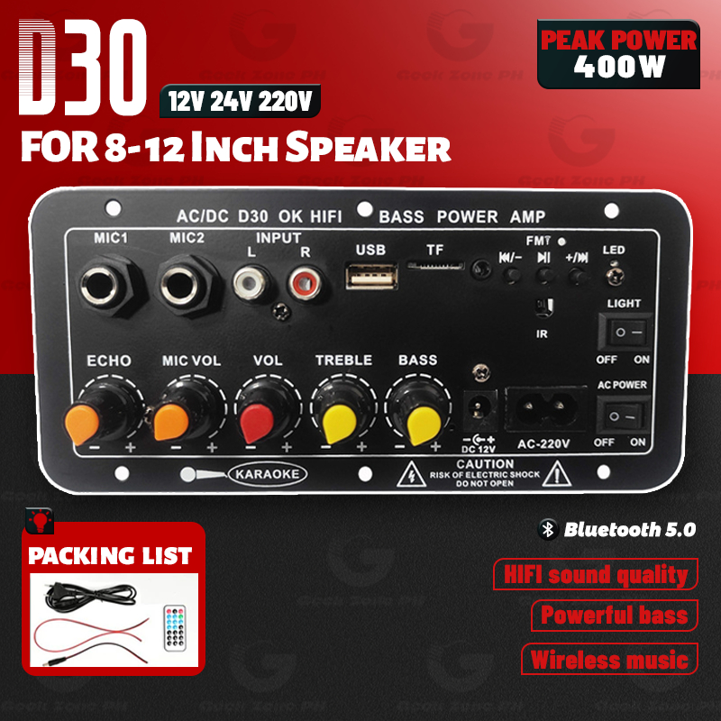 8-12 Inch Speaker AC 220V 12V 24V Digital Bluetooth Stereo Amplifier Board Subwoofer Dual ...